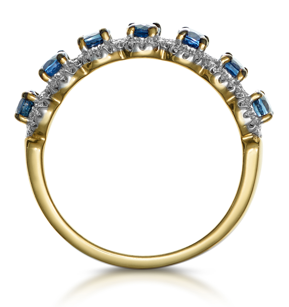 Sapphire And Diamond Halo Eternity Ring 18k Gold Asteria Collection