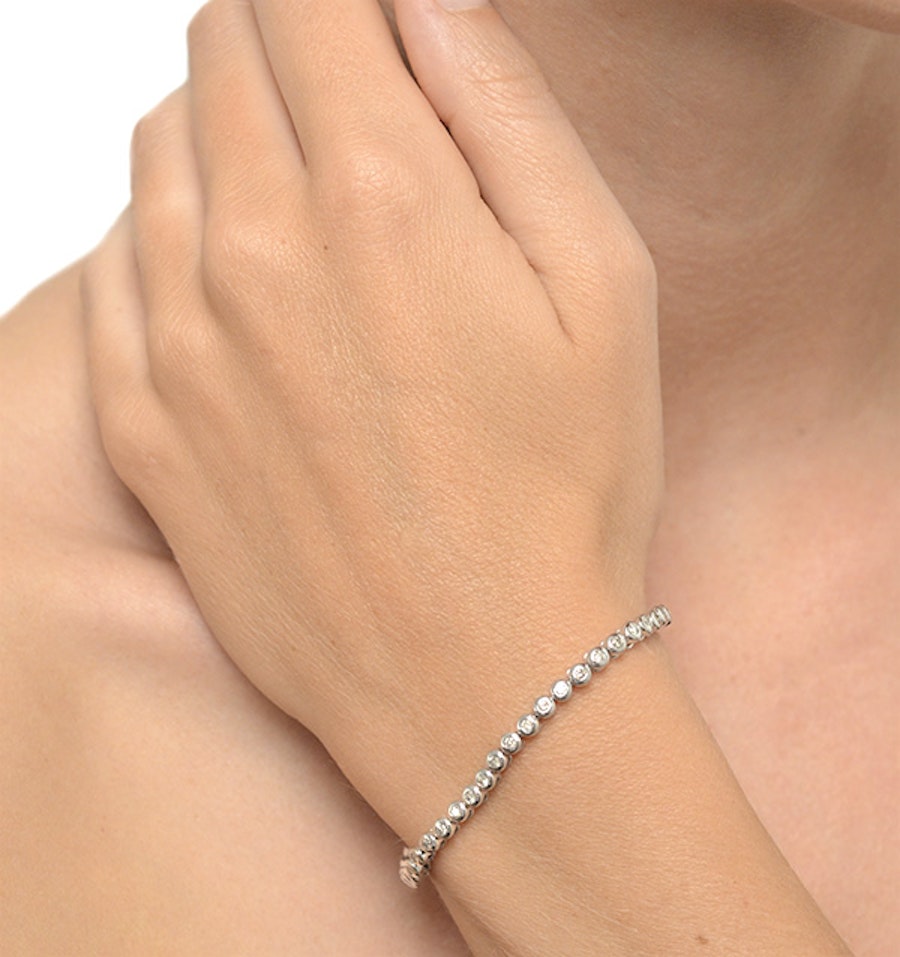 1ct Lab Diamond Tennis Bracelet Rub Over Style In 925 Sterling Silver