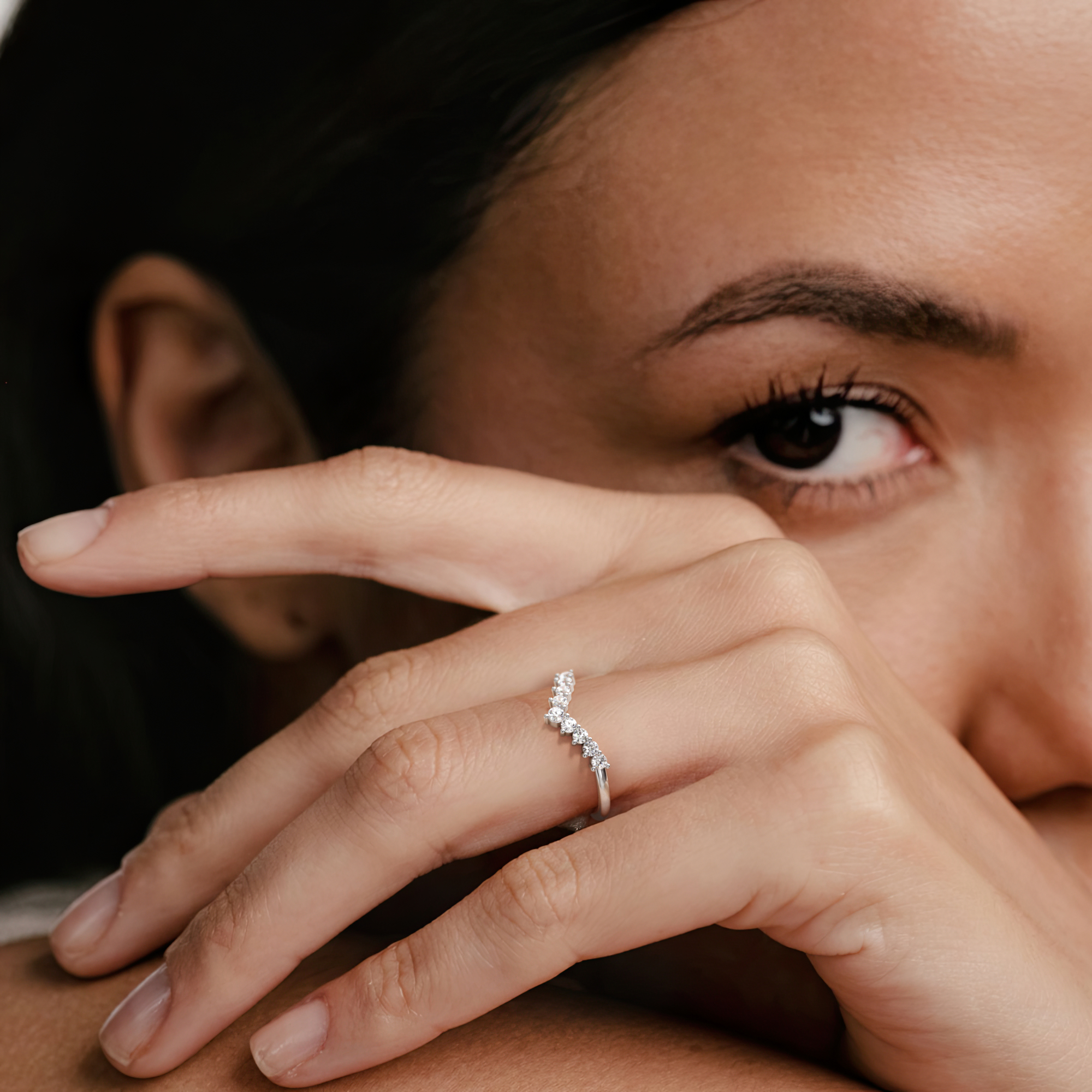 0.30ct Lab Diamond Wishbone Ring H Si Quality in 9K White Gold