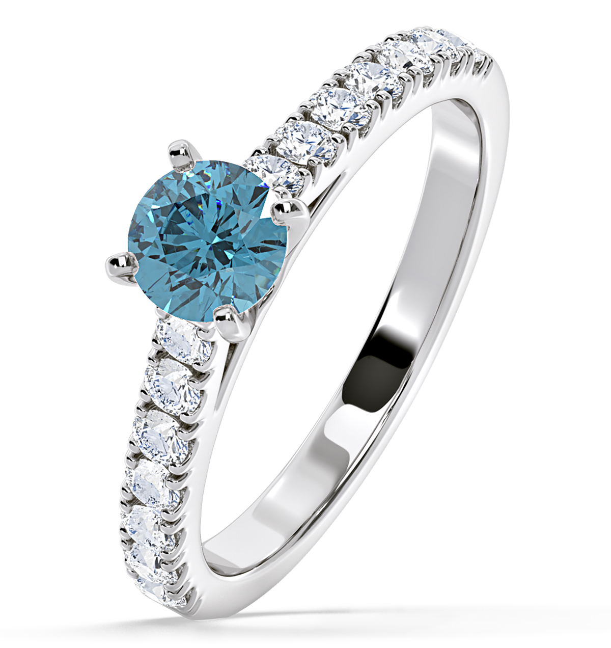 Natalia Blue Lab Diamond 0.91ct Side Stone Ring in 18K White Gold ...