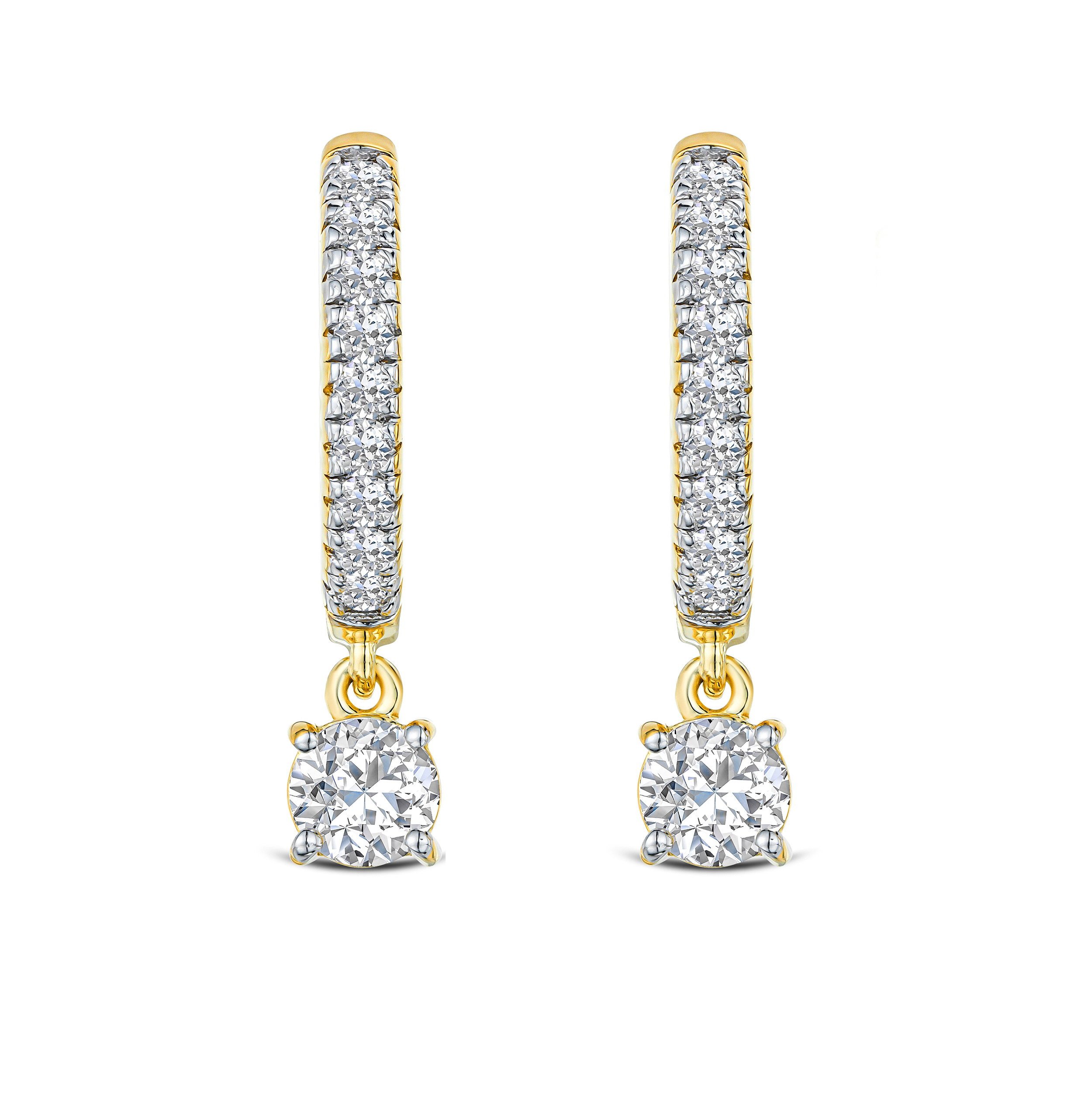 Stellato Huggie Drop Lab Diamond Earrings 1.00ct in 9K Gold